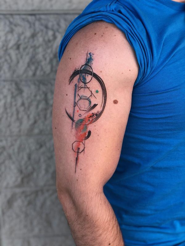 Abstract Watercolor Tattoo Shoulder