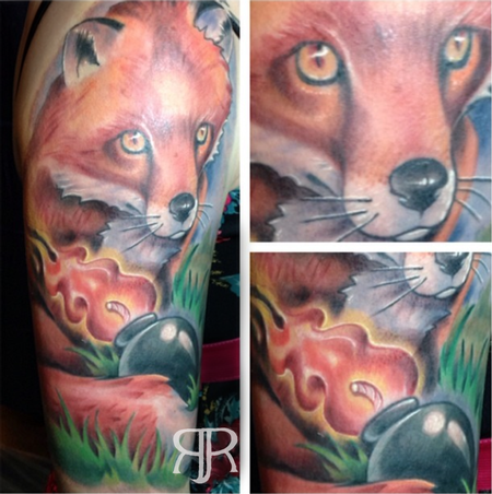 Freehand fox and bomb by Ryan Jones: TattooNOW