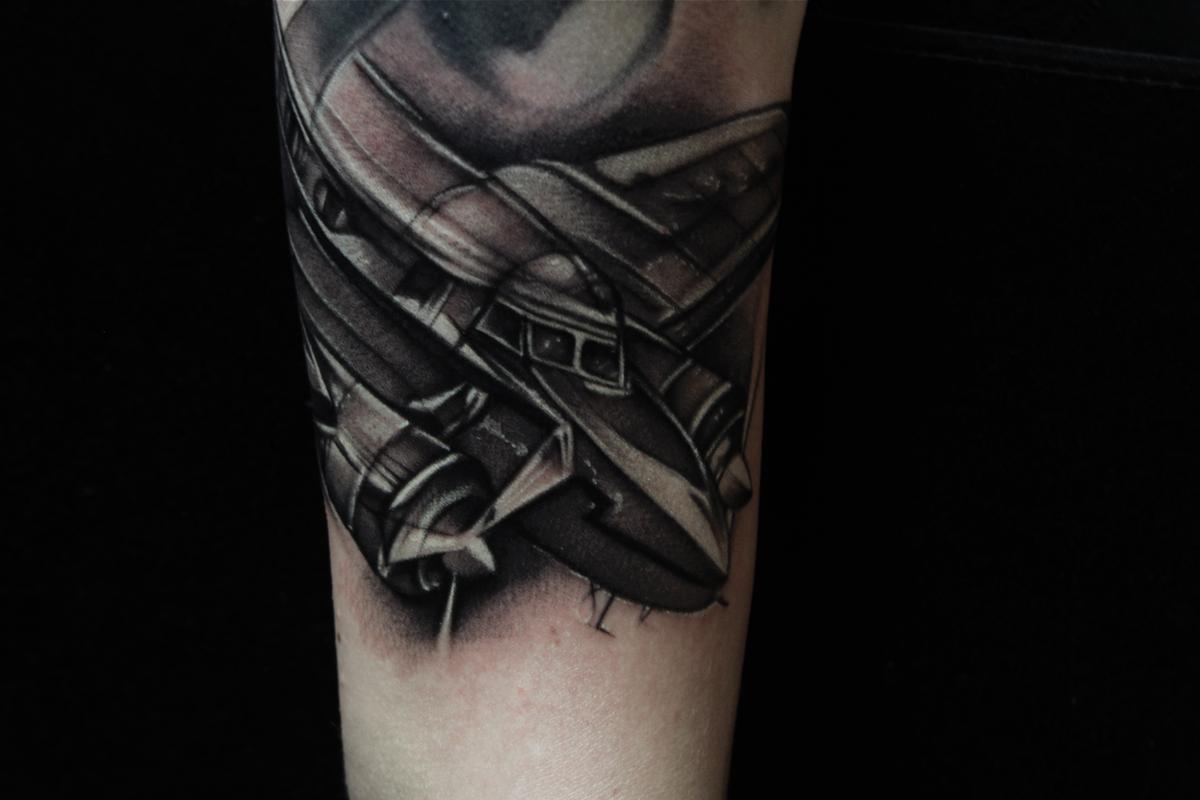 Da Plane black and gray Tattoo Mike DeMasi Art Junkies Tattoo by Mike ...