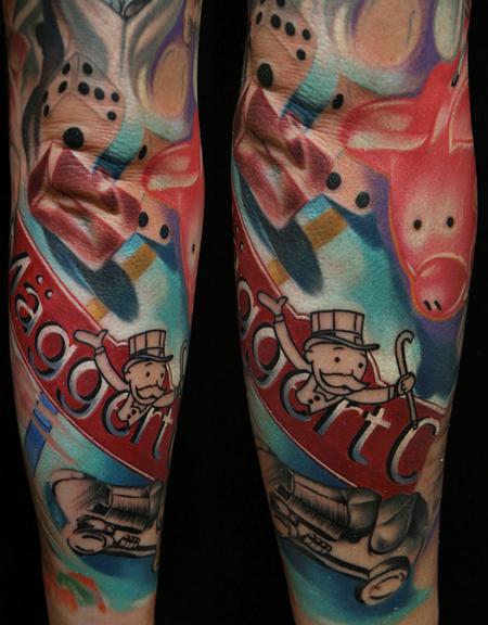 Monopoly Color Tattoo Sleeve by Mike Demasi: TattooNOW
