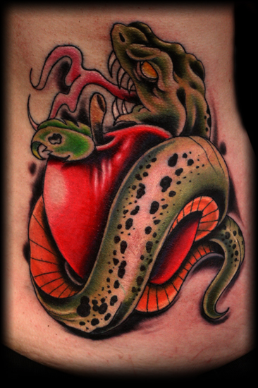 Snake And Apple Tattoo Designs