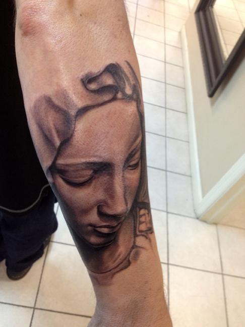 Pieta....start of a sleeve by Victor Modafferi: TattooNOW