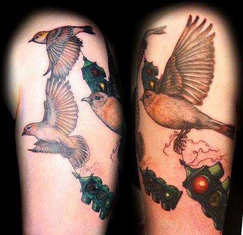 Realistic Flying Bird Tattoo