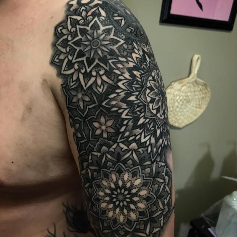 Mandala And Geometric Half Sleeve In Progress By Christina Walker