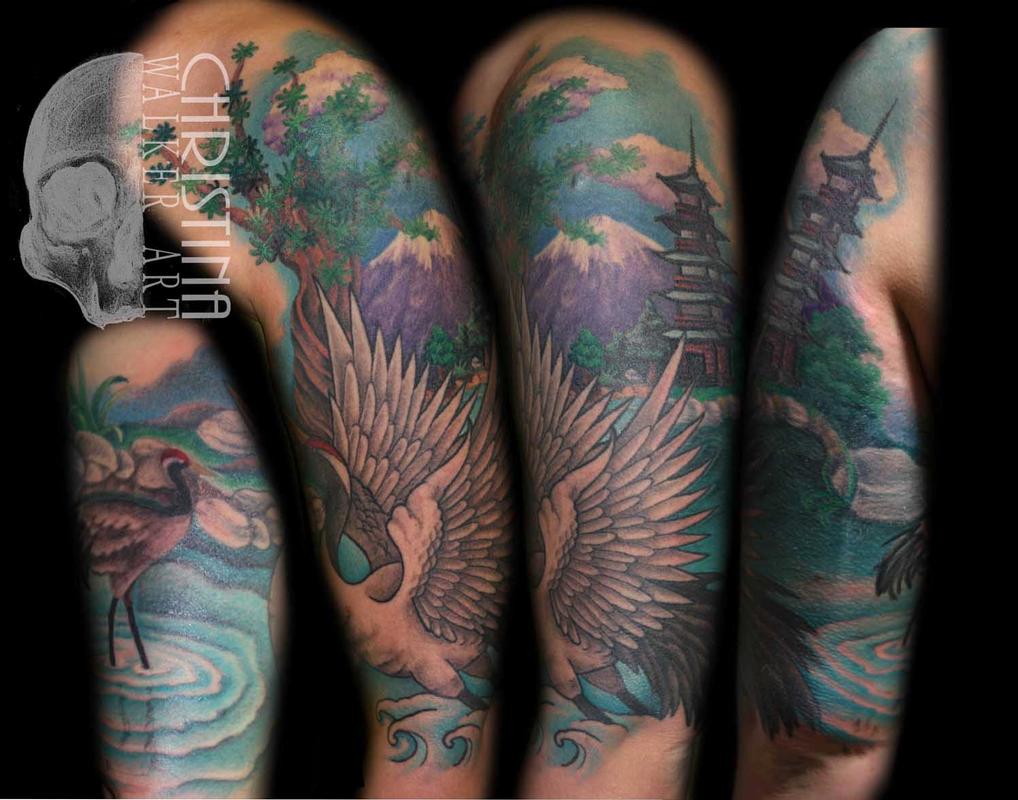 Crane Half Sleeve By Christina Walker Tattoonow