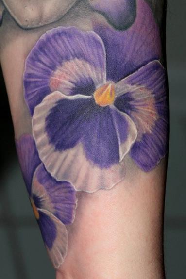 Purple Pansy Flower Tattoo