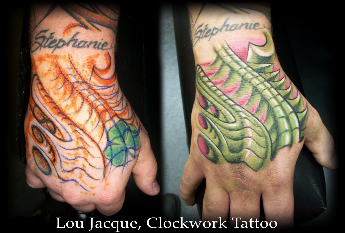 Biomech Hand Cover-up by Lou Jacque: TattooNOW