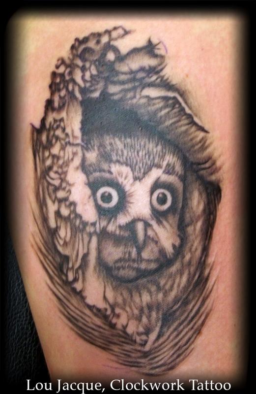 Owl in Tree by Lou Jacque: TattooNOW