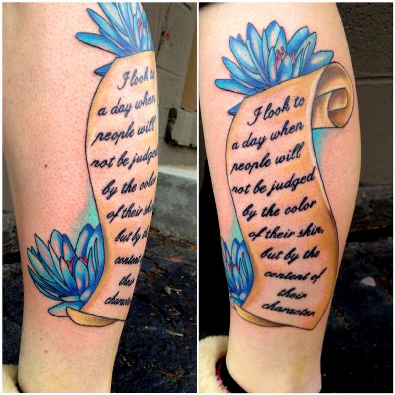 Scroll Tattoos With Flowers