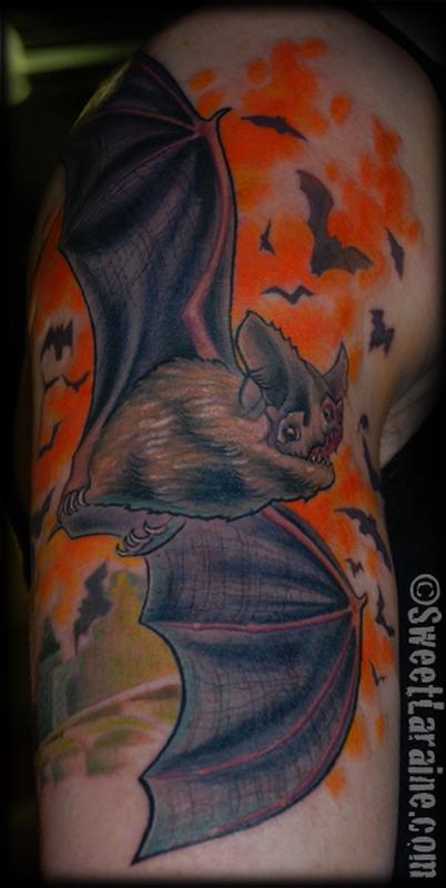 Neo Traditional Bat Tattoo