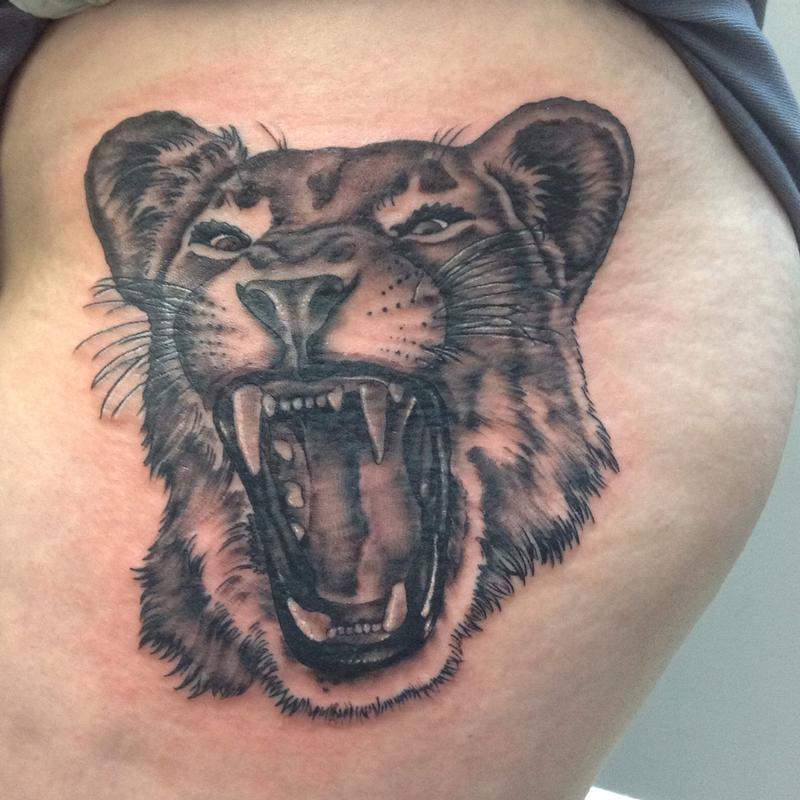 Lioness Growling Tattoo
