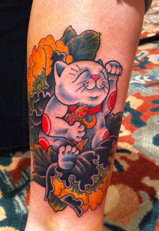 Lucky Cat Tattoo By Diego TattooNOW