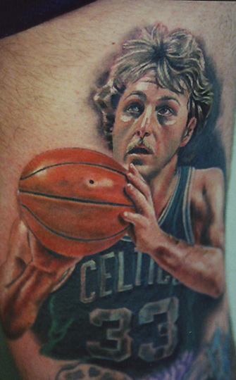 Larry Bird Portrait by Cory Cudney: TattooNOW