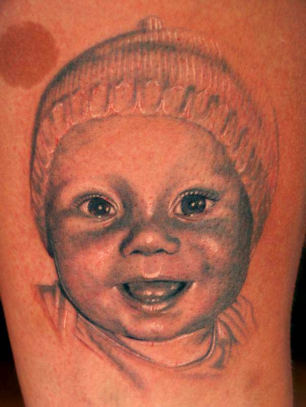 Baby portrait tattoo by Electric Linda: TattooNOW