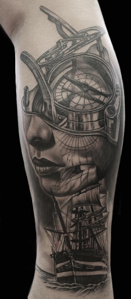 female and nautical morph by Caleb Morgan: TattooNOW