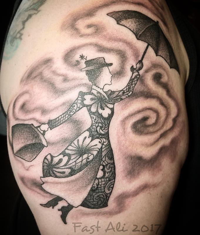April's Blackwork Mary Poppins by Fast Ali: TattooNOW