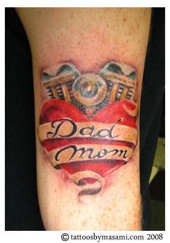 Heart and V-twin Tattoo by Masami Pinky Inagaki: TattooNOW