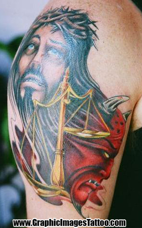God Vs Satan Tattoo