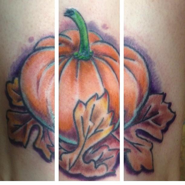 Pumpkin and fall leaves tattoo by Brian Gallagher: TattooNOW