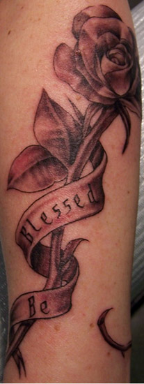 Rose with Blessed Be Banner by Alana Lawton: TattooNOW