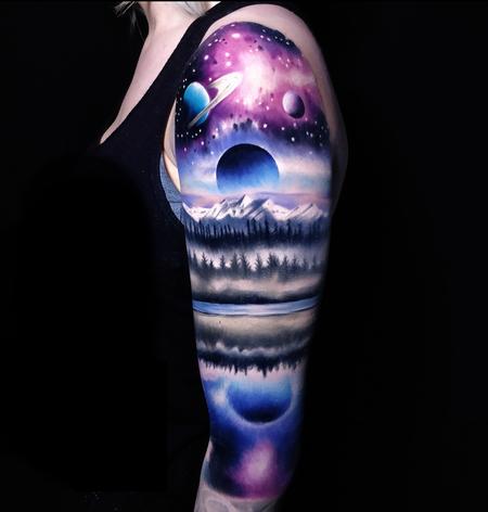Nightscape with Space Half sleeve by Saga Anderson: TattooNOW