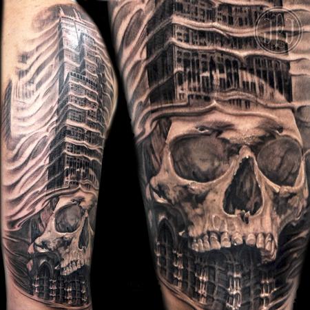 Skull and Chicago Sears Tower by Jose Perez Jr: TattooNOW