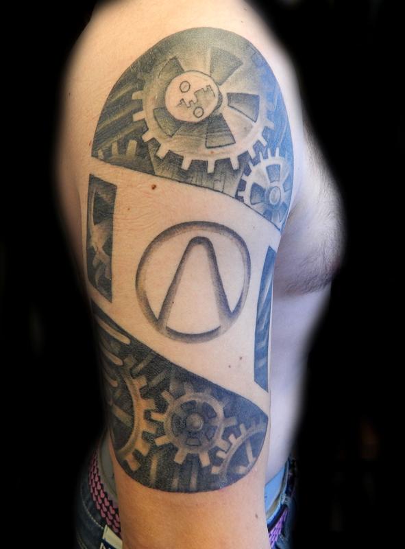 Steam Punk Gears cut out with Borderlands Logo by Justin Hicks: TattooNOW