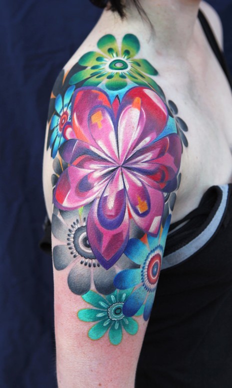 Retro Flower Tattoo