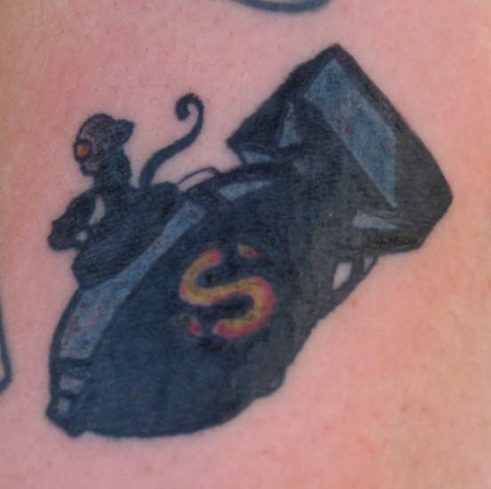 Monkey on atom bomb tattoo by Khalil Rivera: TattooNOW