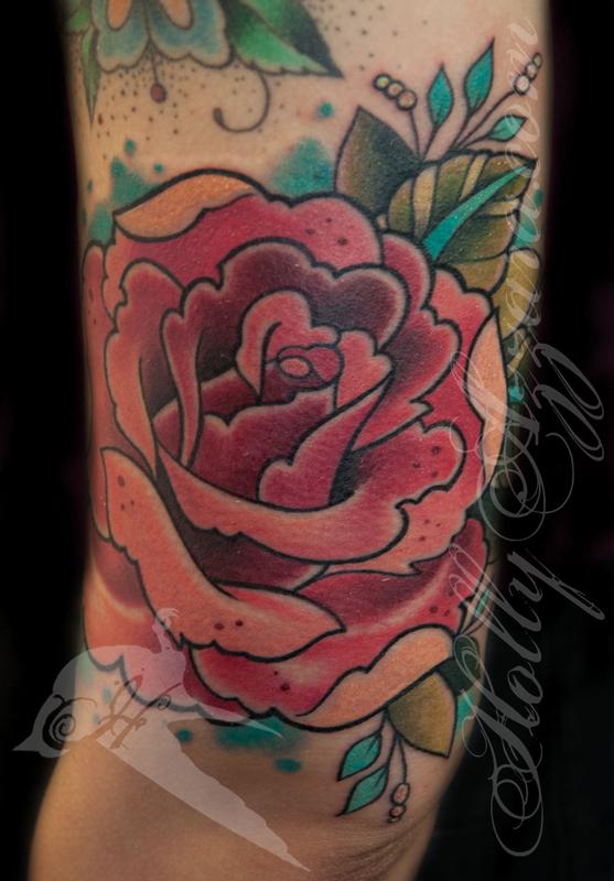 Girly Traditional Pink Rose by Holly Azzara: TattooNOW