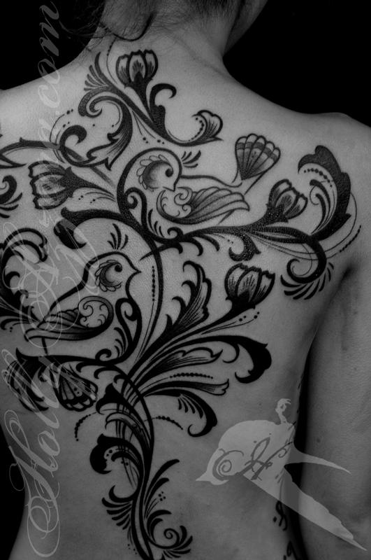 Henna Birds Detail by Holly Azzara: TattooNOW