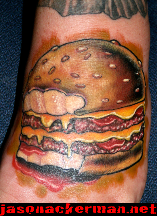 burger king double cheese burger by Jason Ackerman: TattooNOW