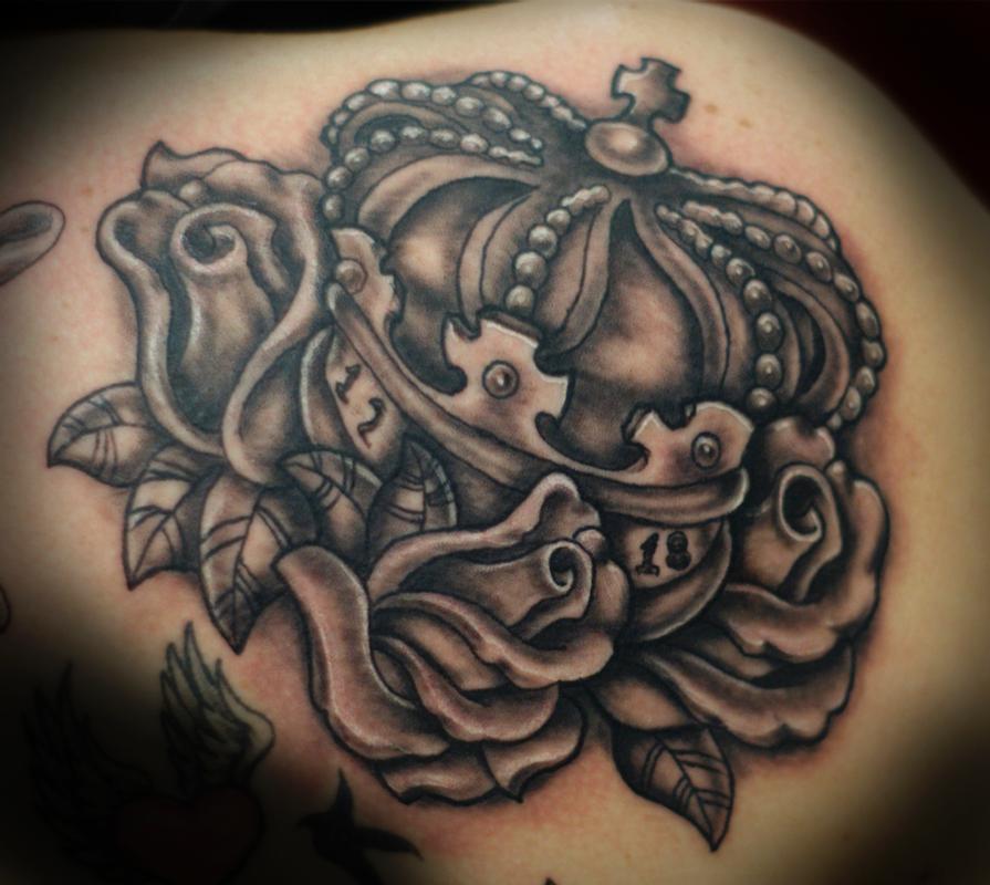 Black and grey crown tattoo by Nathan Boon: TattooNOW