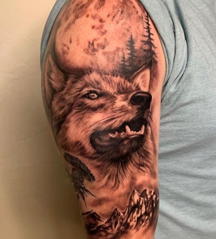 Anna Mia Full Moon Wolf by Anna Mia: TattooNOW