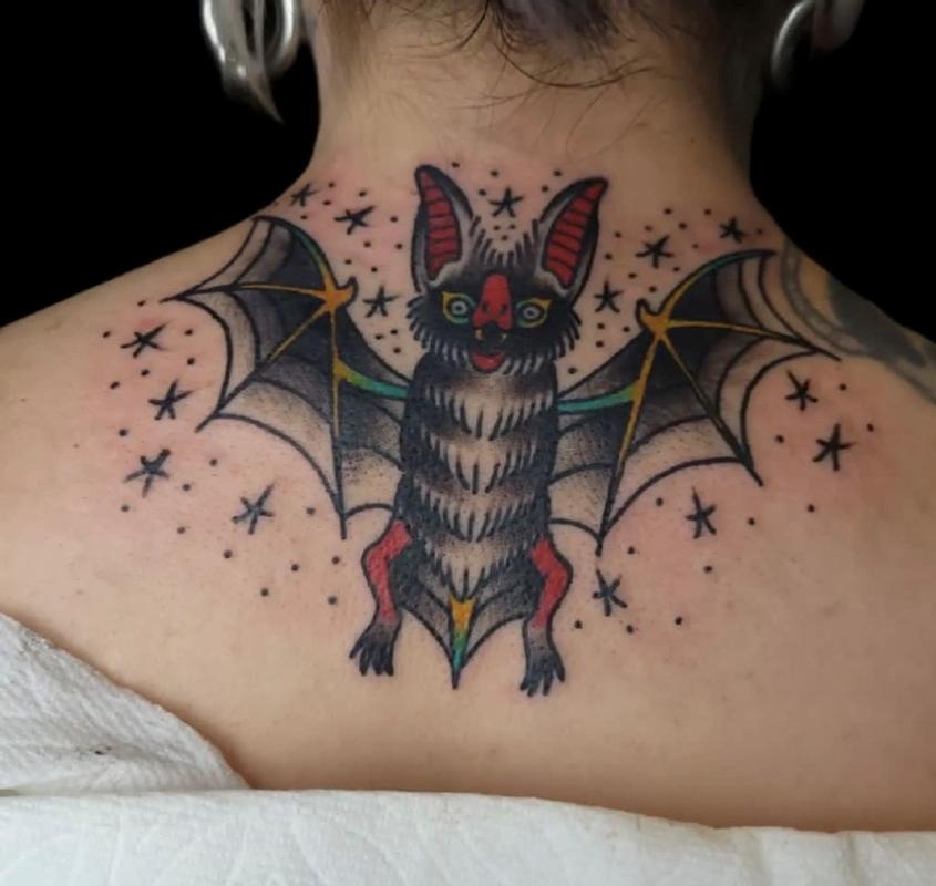 American Traditional Bat Tattoo