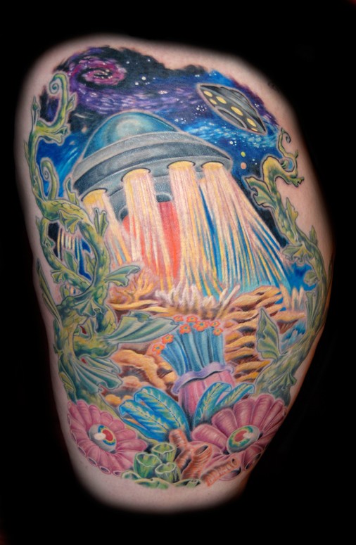 Alien Spaceship Tattoo