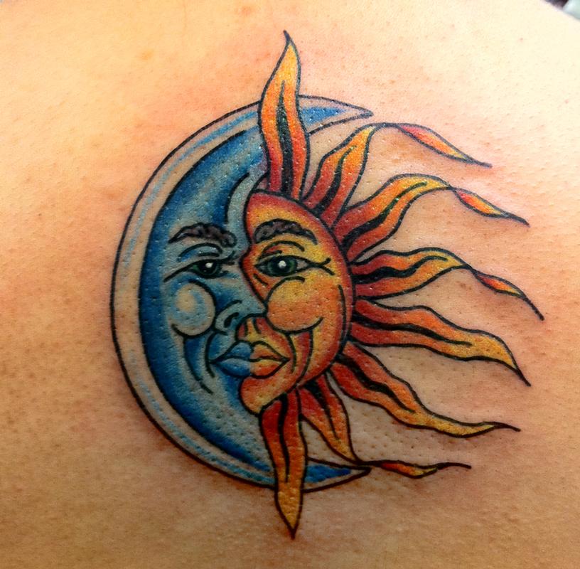 Trippy Sun And Moon Tattoos