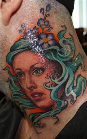 Custom Girl Head Tattoo by Sam Clark: TattooNOW