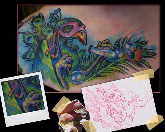 Peacock chest piece tattoo by Scotty Munster: TattooNOW