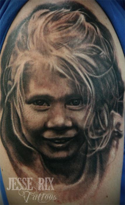 Little girl portrait by Jesse Rix: TattooNOW