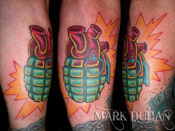 Heart Grenade Tattoo Designs