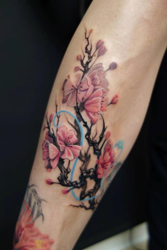 Japanese Cherry Blossom Tattoo Leg