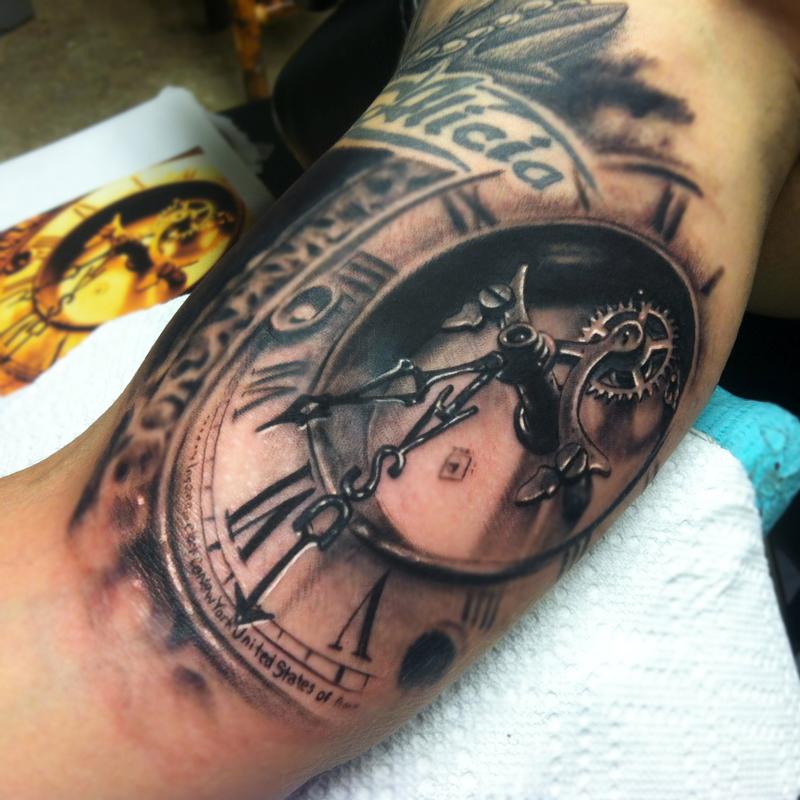 In Time Arm Clock Tattoo