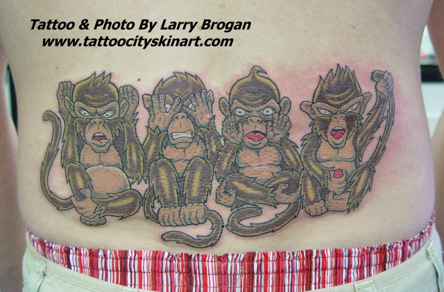 4 Evil Monkeys by Larry Brogan: TattooNOW