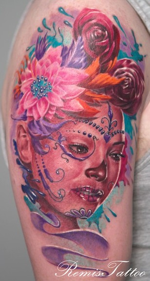 dia de los muertos sugar skull by Remis Tattoo: TattooNOW