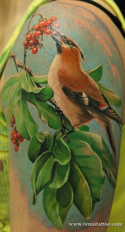 Bird Half Sleeve Tattoo by Remis Tattoo: TattooNOW