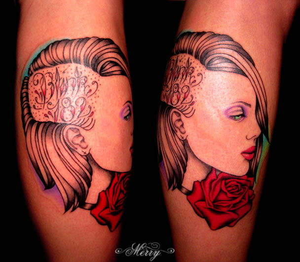 Custom Girl Profile Tattoo by Merry Wilson: TattooNOW