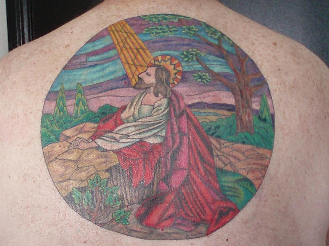 stained glass Jesus Prayer by Jennifer Schichi: TattooNOW