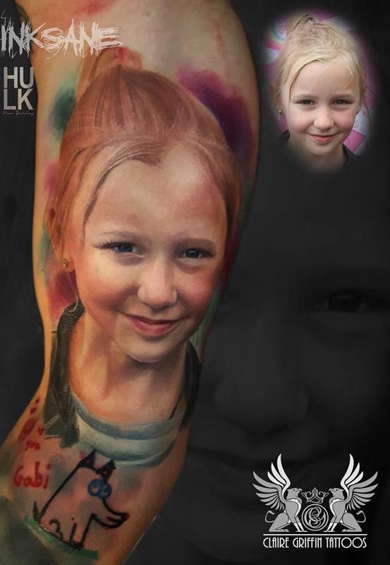 Little girl Colour Portrait Tattoo by Claire Griffin: TattooNOW