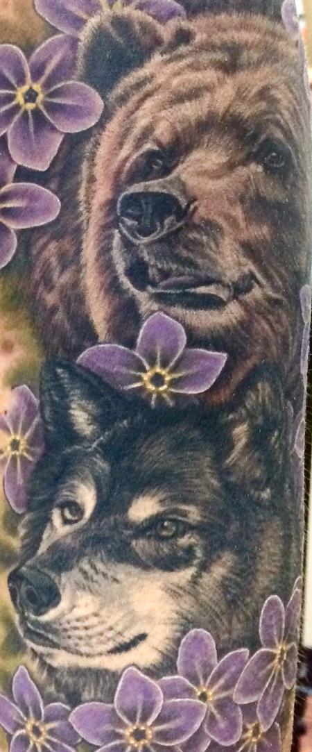 Wildlife and floral half sleeve by Edward Lott: TattooNOW